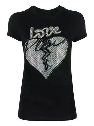 Philipp Plein Heart-motif Rhinestone-embellished T-shirt - Black