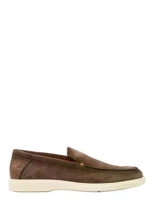 Santoni Almond-toe Suede Loafers - Brown