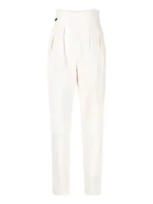Philipp Plein High-waisted Leather Trousers - Neutrals
