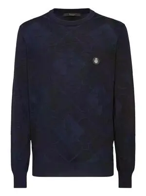 BILLIONAIRE Intarsia-knit Jumper - Blue