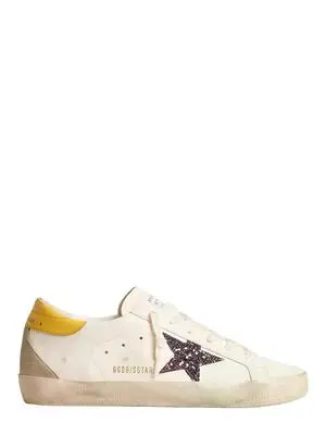 GOLDEN GOOSE Super-star Low Top Sneakers With Glitter Star Detail - Neutrals
