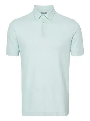 ZANONE Short-sleeve Cotton Polo Shirt Blue