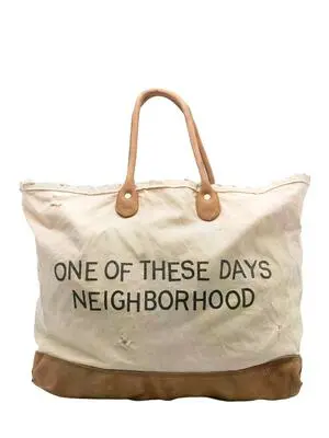 NEIGHBORHOOD Graphic-print Canvas Tote - Neutrals