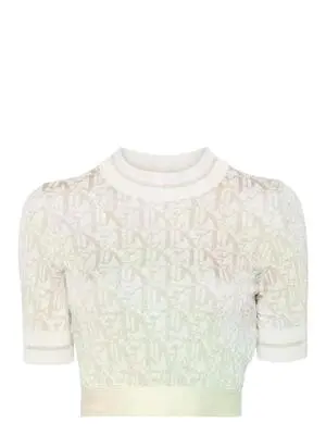 Palm Angels Monogram-jacquard Knitted Crop Top - Neutrals