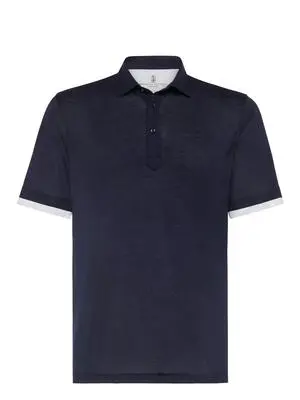 Brunello Cucinelli Jersey Polo Shirt - Blue