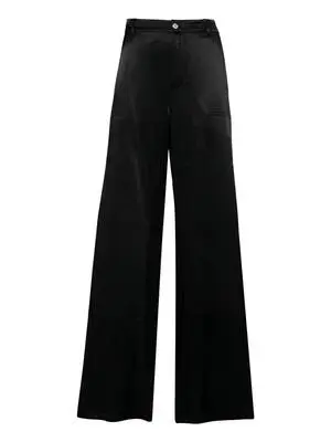 Moschino Satin-finish Wide-leg Trousers - Black