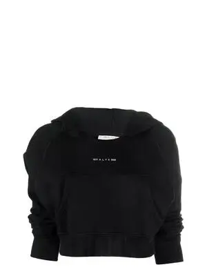 1017 Alyx 9sm Cropped Logo-print Hoodie - Black
