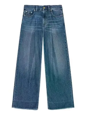 GANNI Appliqué Wide-leg Jeans - Blue