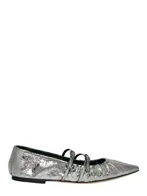 MSGM Metallic Finish Ballerina Shoes - Silver
