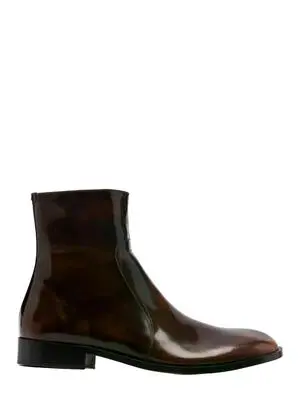 MAISON MARGIELA Waxed Leather Boots - Brown