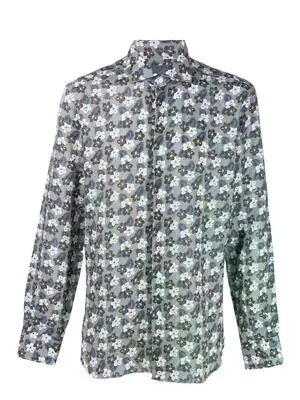 BARBA NAPOLI Long-sleeve Linen Shirt - Grey