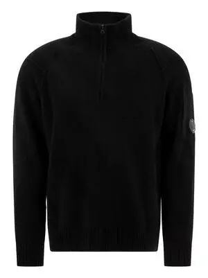 C.P. COMPANY Half-zip Wool Sweater - Black