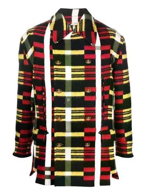 VIVIENNE WESTWOOD Check-print Double-breasted Coat - Black