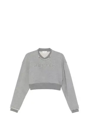 Alexander McQueen Logo-lettering Cropped Sweatshirt - Grey