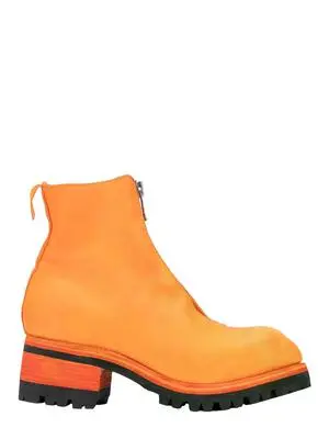 Guidi Front-zipped Ankle Boots - Orange