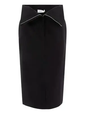 Alexander McQueen Folded-edge Midi Skirt - Black
