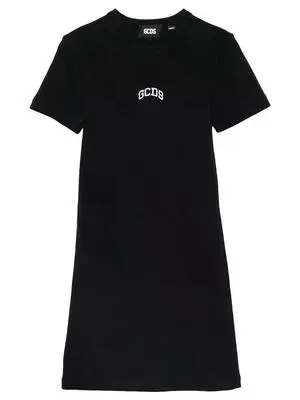 Gcds Logo-embroidered Mini Dress - Black