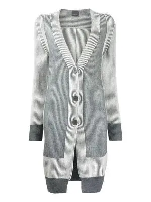 Lorena Antoniazzi Colour-block Ribbed-knit Cardigan-coat - Grey