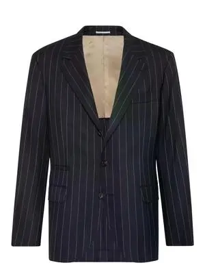 Brunello Cucinelli Pinstripe Wool Blazer - Black