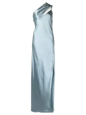 Michelle Mason One-shoulder Gown With Side Slit - Blue