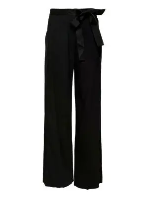 David Koma Satin Bow Wide-leg Trousers - Black