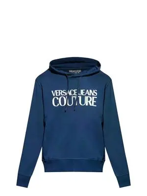 Versace Logo-print Hoodie - Blue