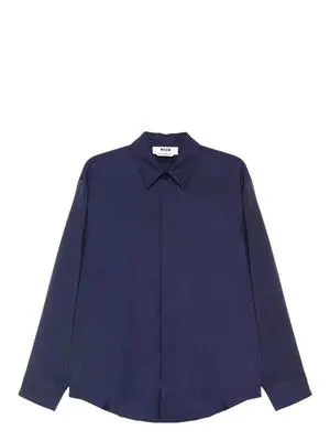 MSGM Logo-embroidered Shirt - Blue