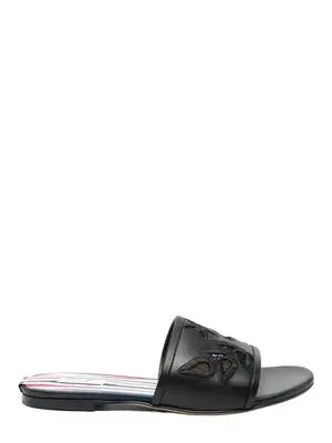 Thom Browne Icon Claquette Leather Slides - Black