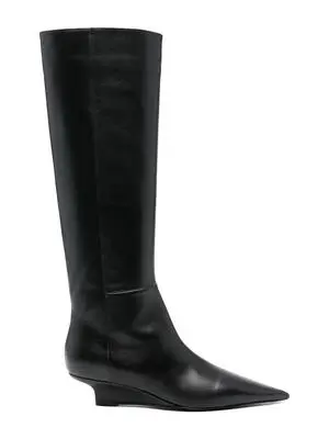TOTEME 40mm Leather Knee Boots - Black