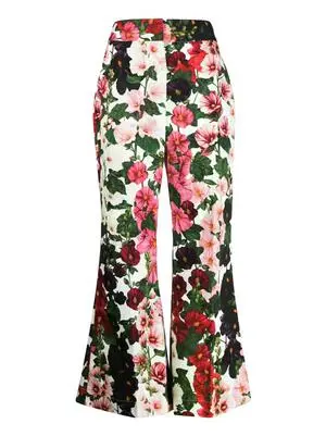 Oscar De La Renta Hollyhock Flared Cropped Trousers - Multicolour