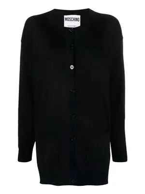 Moschino Monogram-jacquard Virgin Wool Cardigan - Black