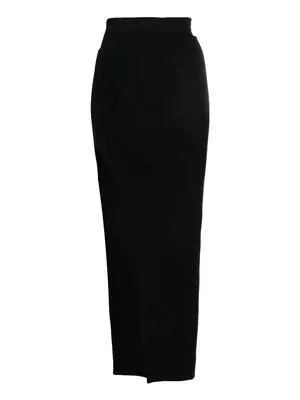 Rick Owens Side-slit Ribbed-knit Skirt - Black