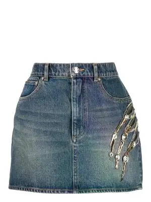 AREA Claw Cut Denim Miniskirt - Blue