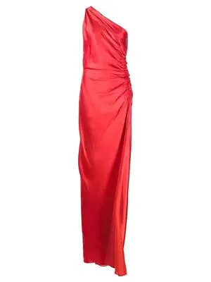 Michelle Mason Silk Asymmetrical Gown - Red
