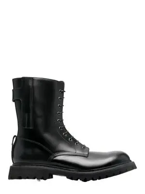 Premiata Lace-up Leather Ankle Boots - Black