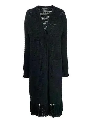 ANTONINO VALENTI Chunky-knit Frayed-edge Cardigan-coat - Blue