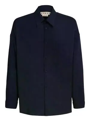 Marni Logo-tag Long-sleeve Shirt - Blue