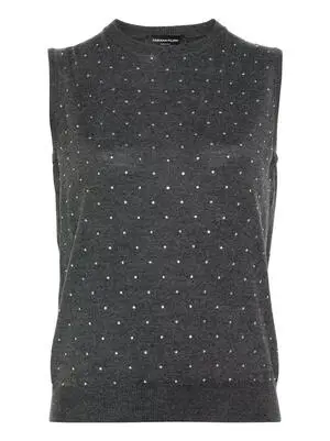 Fabiana Filippi Crystal-embellished Merino Wool Vest - Grey