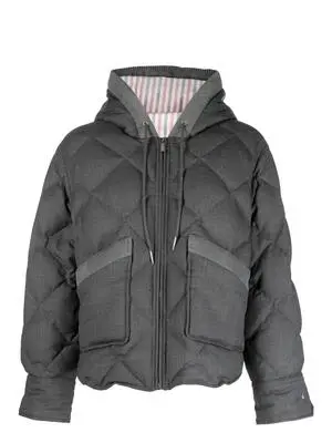 Thom Browne Super 120's Hooded Padded Jacket - Grey