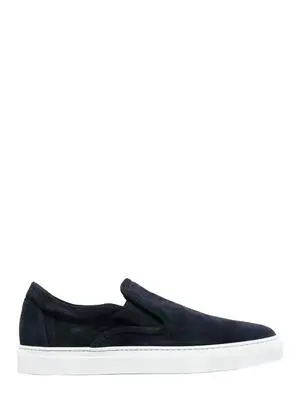 SCAROSSO Leather And Suede Slip-on Sneakers - Blue