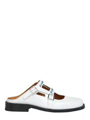 Marni Marni Leather Mule Loafers With Double Buckle Detailing White