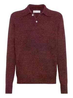 Brunello Cucinelli Mélange-effect Polo Shirt - Red