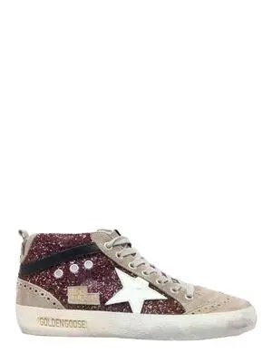 GOLDEN GOOSE Golden Goose Mid Star High-Top Sneakers With Glitter And Suede Accents Red