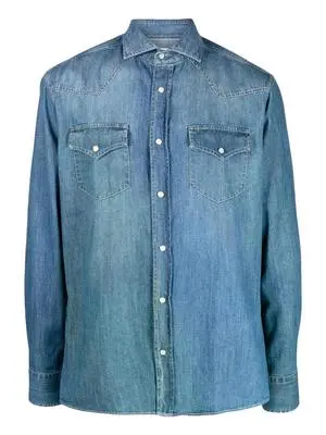 Brunello Cucinelli Button-up Cotton Denim Shirt - Blue