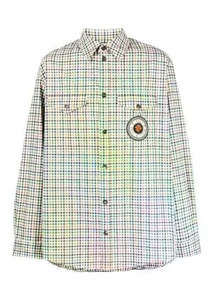 Kenzo Checked Logo-patch Shirt - Brown