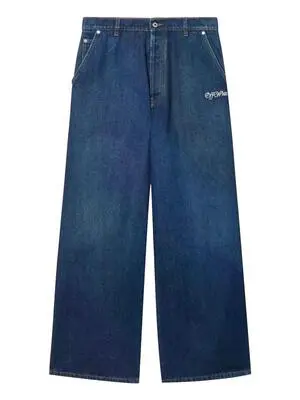 Off-White Logo-embroidered Wide Leg Jeans - Blue
