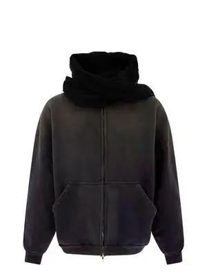 Balenciaga Scarf-detail Zip-up Hoodie - Black