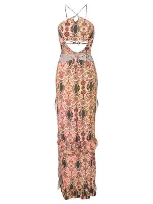 AMIR SLAMA Floral-print Halterneck Dress - Multicolour