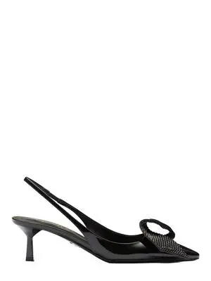 Prada 55mm Crystal-embellished Slingback Pumps - Black
