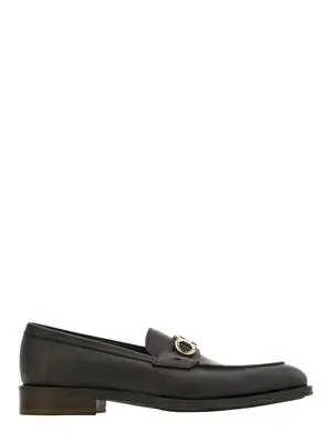 FERRAGAMO Gancini-plaque Loafers - Brown
